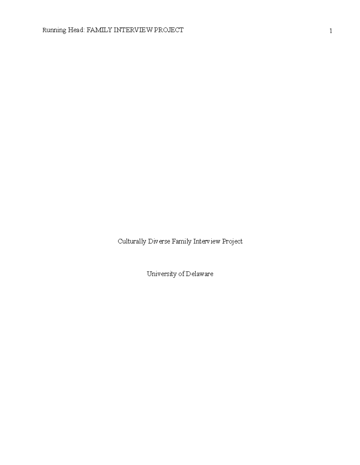 HDFS202 - Interview Project copy - Running Head: FAMILY INTERVIEW ...