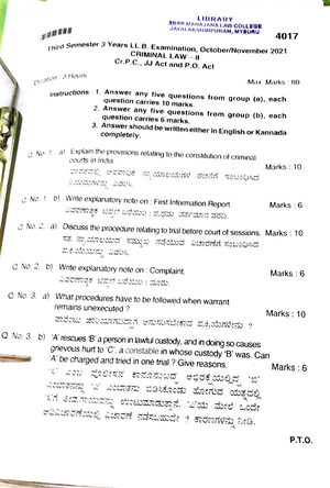 CJ prelims 2023 -Kar - BA.LLB 5 years law - Studocu