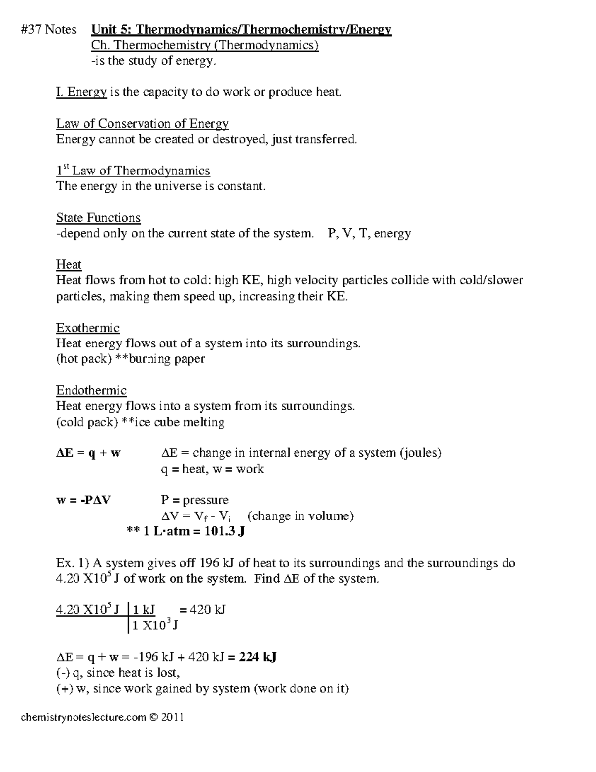 Unit 5- Thermodynamics:Thermochemistry:Energy - CHEM 1410 - UNT - Studocu