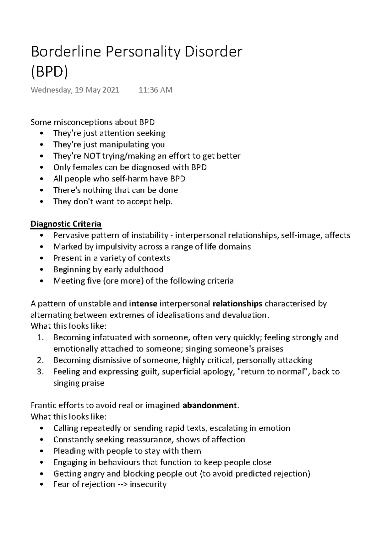 Borderline personality disorder (BPD) - Some misconceptions about BPD ...