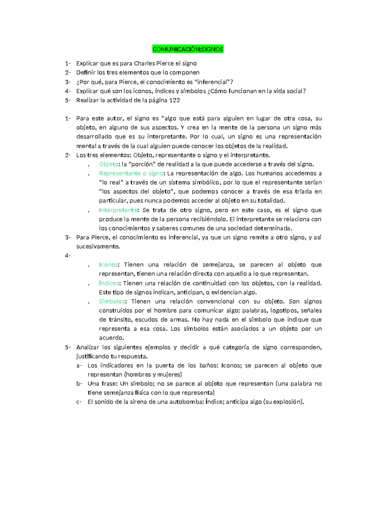 Iconos, indices y simbolos - COMUNICACIÓN:SIGNOS 1- Explicar que es ...