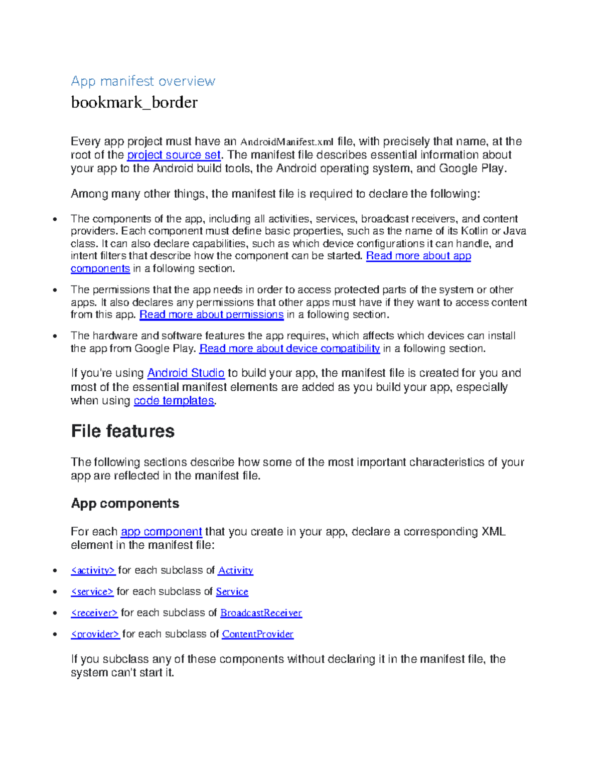 App Manifest Overview - App manifest overview bookmark_border Every app ...