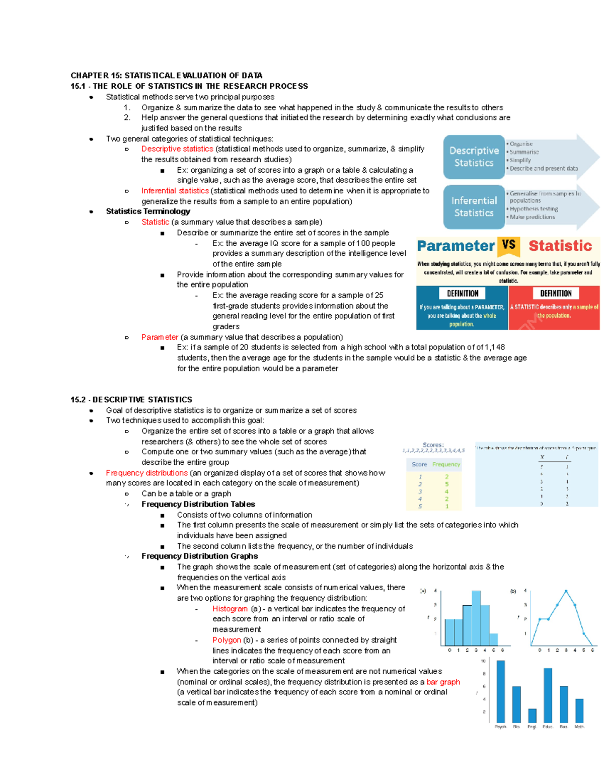 PSY 3213 Chp 15 Notes - CHAPTER 15: STATISTICAL EVALUATION OF DATA 15 ...