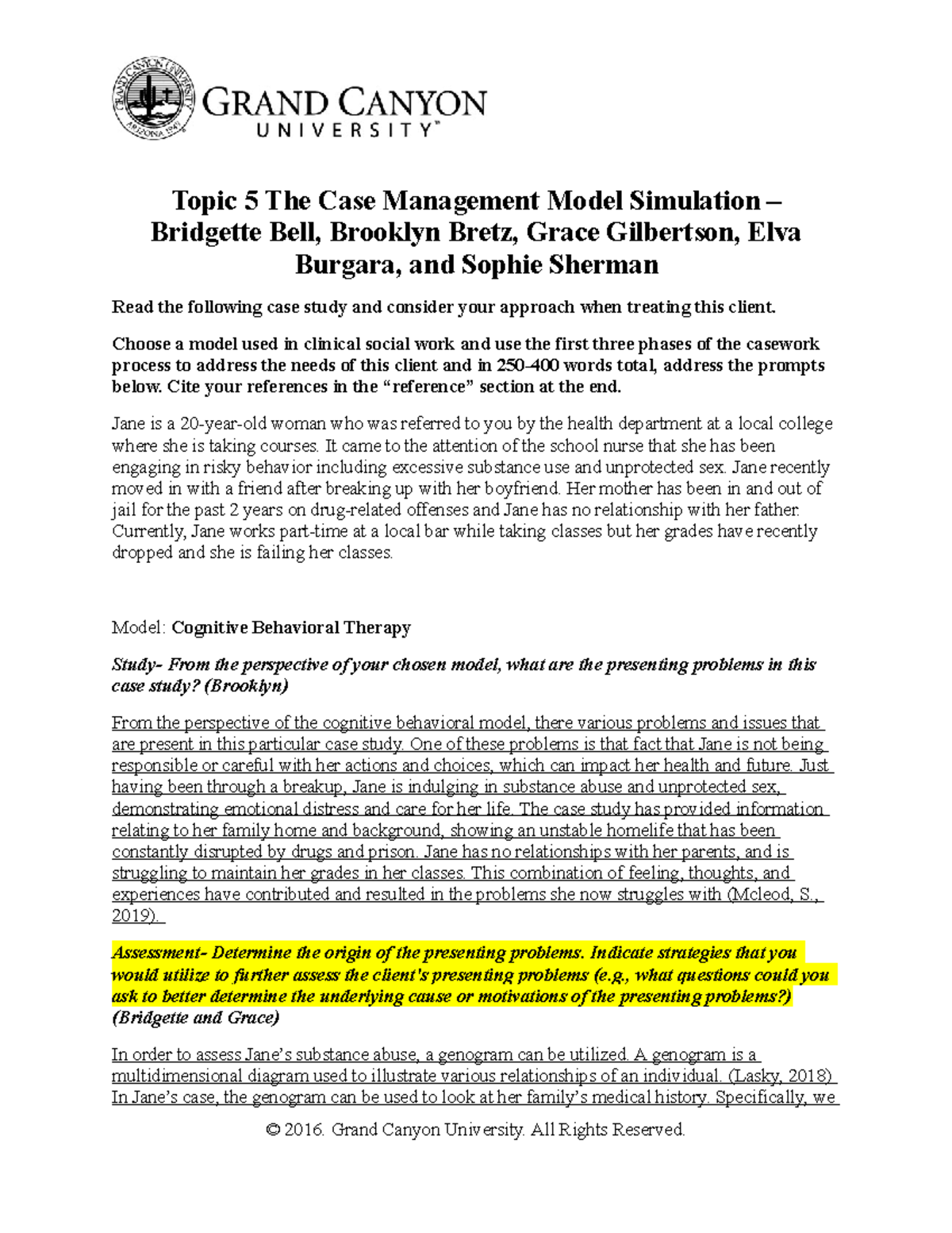 Soc-372 topic 5 case management model simulation - Topic 5 The Case ...
