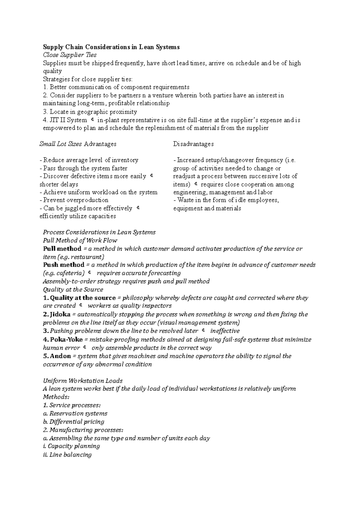 Supply Chain Considerations in Lean Systems - group of activities ...