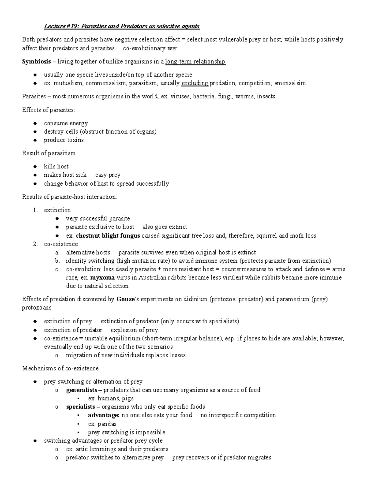 BIO 200 Ch 19 Parasites and Predators - Lecture #19: Parasites and ...