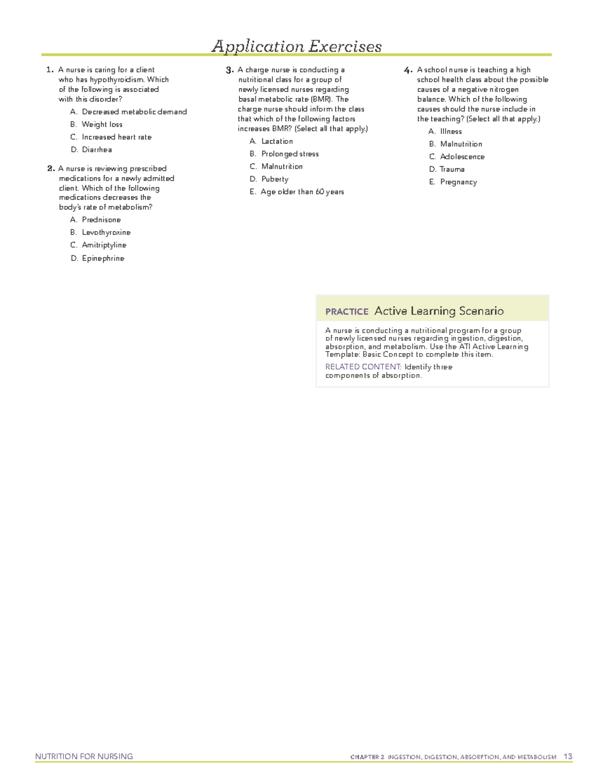 16 - NURSING NUTRITION - NUTRITION FOR NURSING CHAPTER 2 INGESTION ...