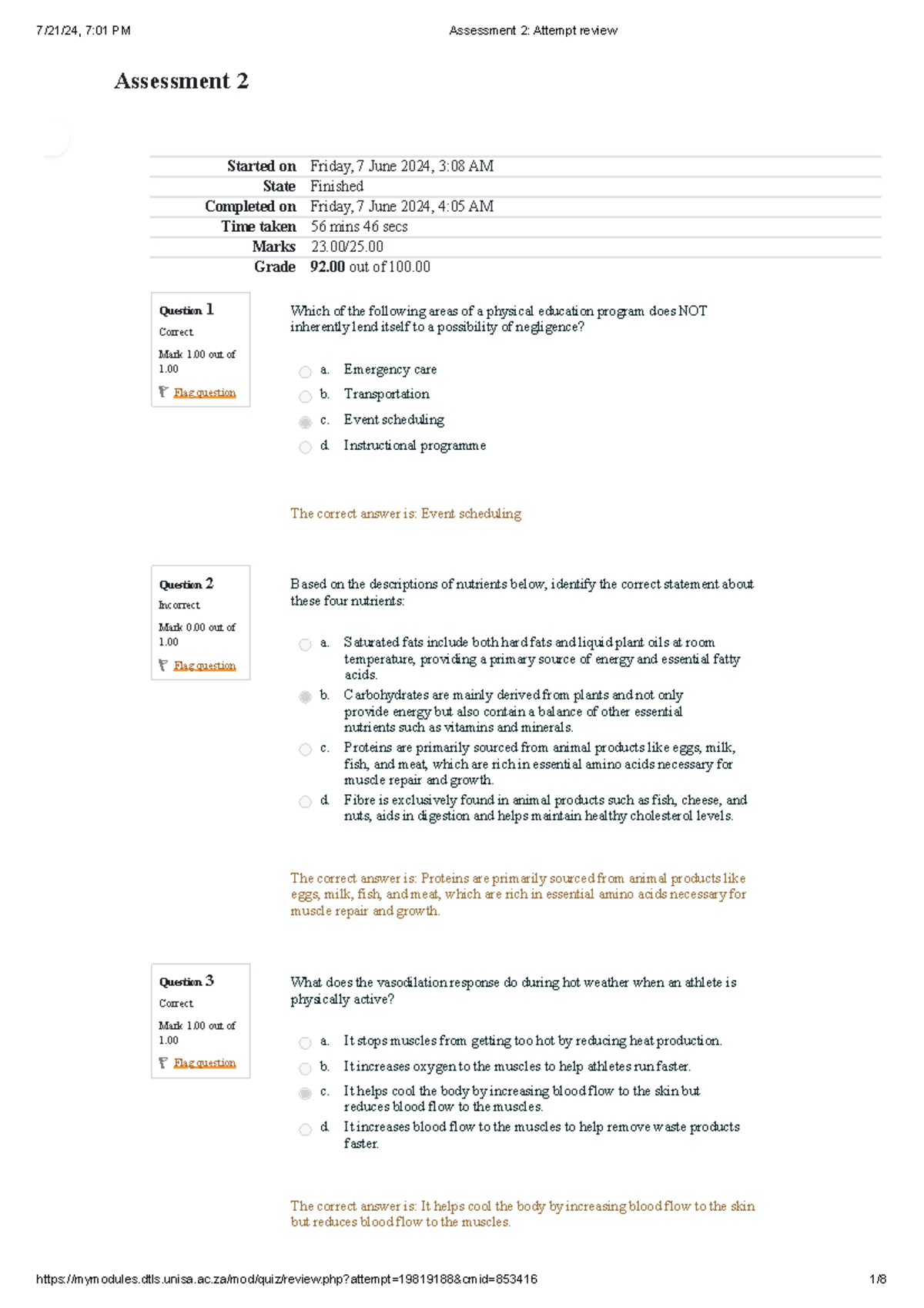 PES Assessment 2 Attempt review - Question 1 Correct Mark 1 out of 1 ...
