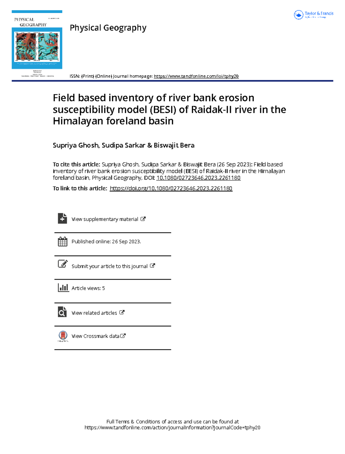 Field based inventory of river bank erosion susceptibility model BESI ...