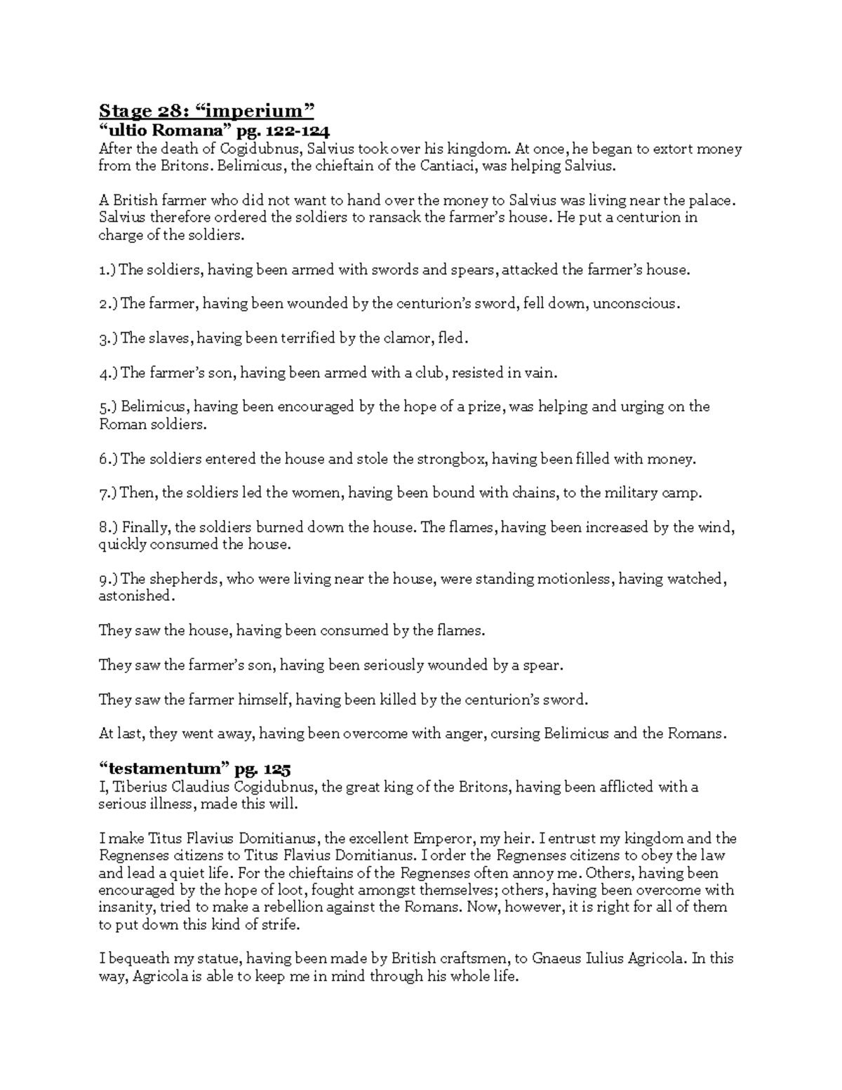 Cambridge Latin Course Stage 28 Translations - Stage 28: “imperium ...