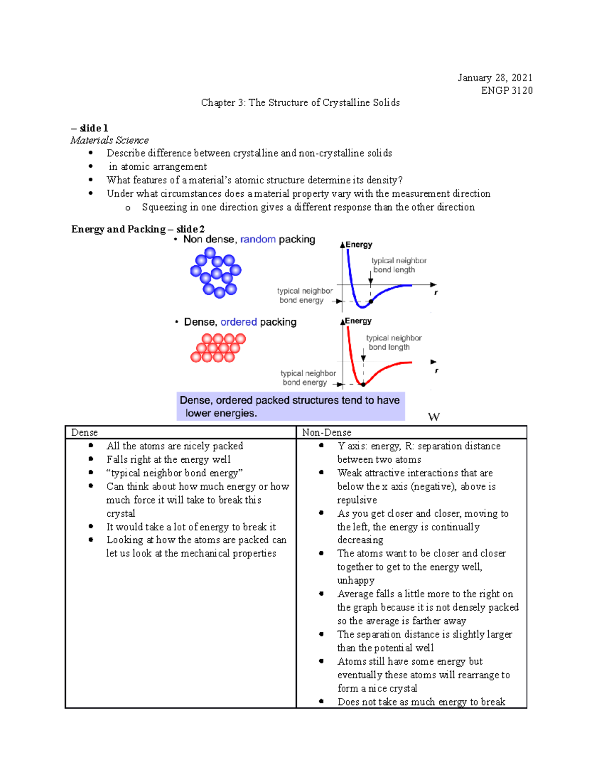 January 28 - Lecture notes Lecture 3 Notes - January 28, 2021 ENGP 3120 ...