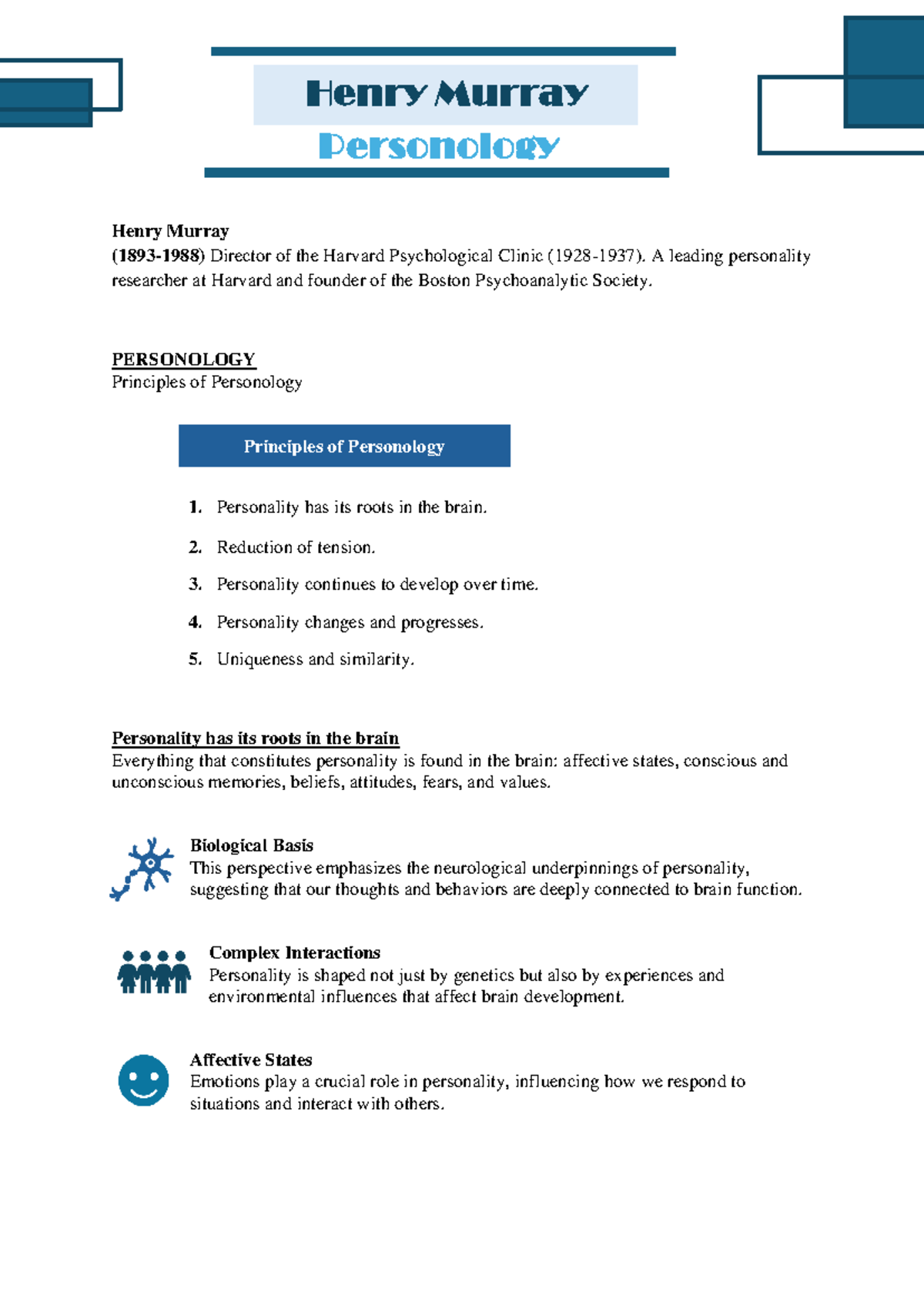 6) Henry Murray - Henry Murray (1893-1988) Director of the Harvard ...