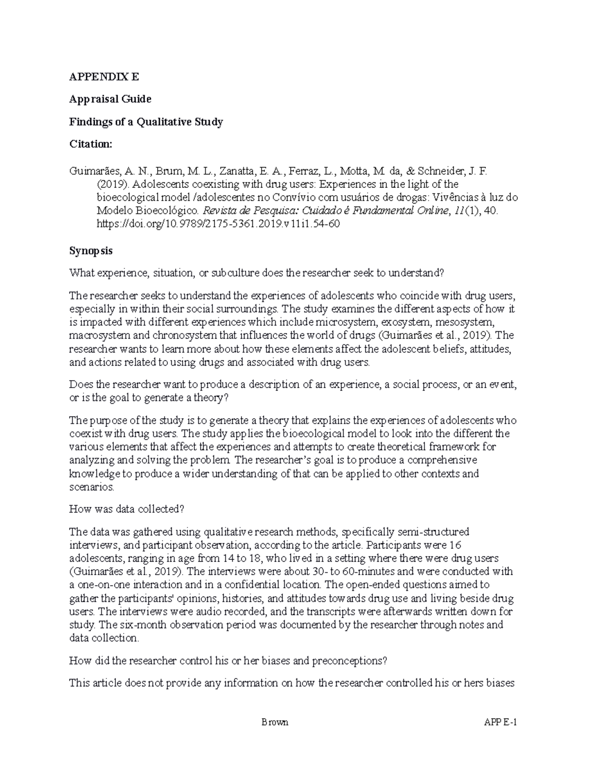 Qualitative Review - APPENDIX E Appraisal Guide Findings of a ...