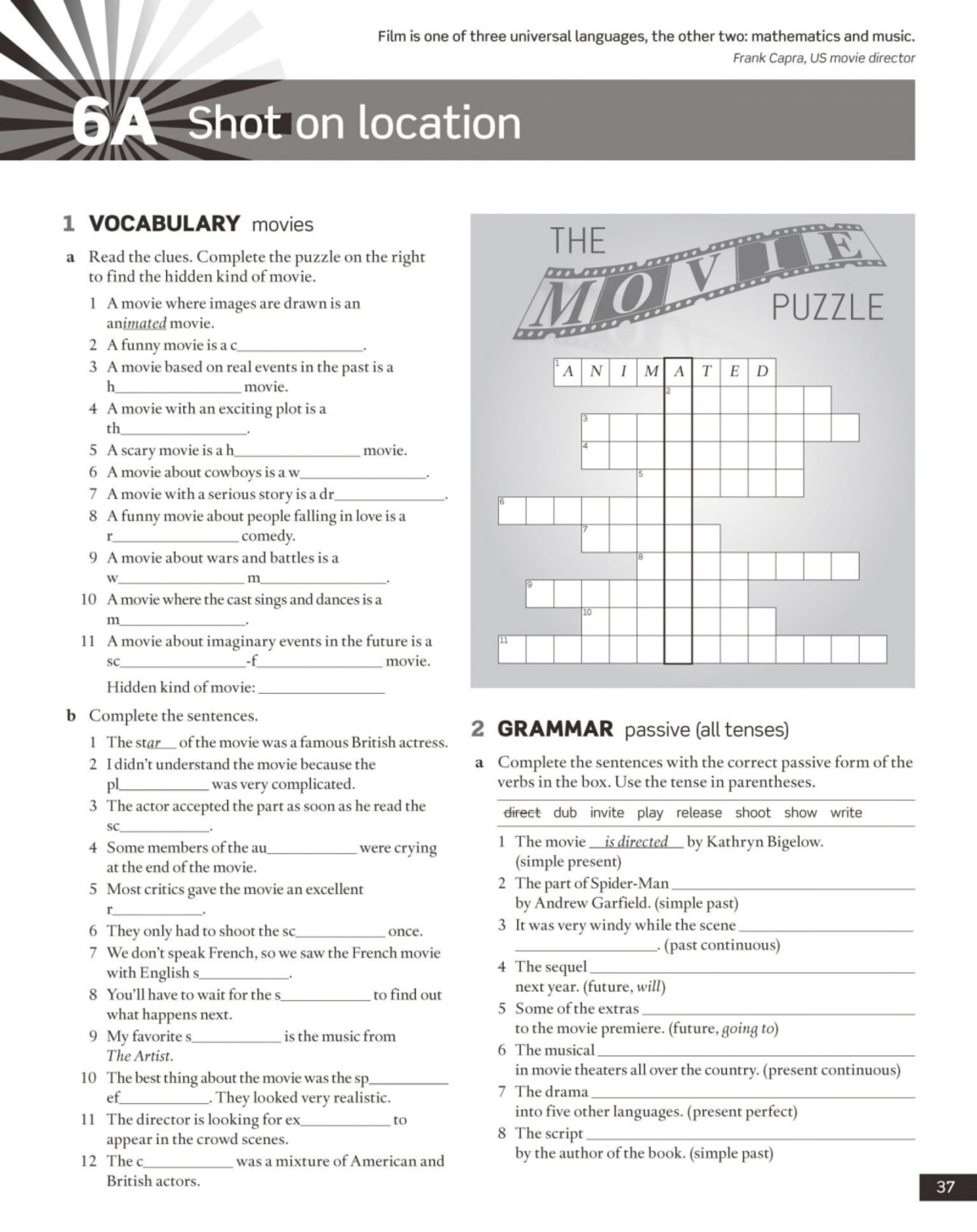 Workbook - Unit 6A-B - nothing - Film is one of three universal ...