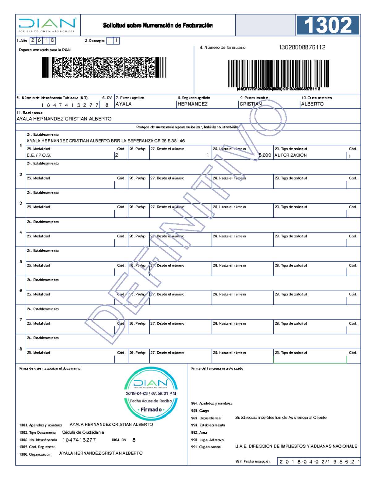 13028008876112 - archivo dian - Espacio reservado para la DIAN 1. Año 4 ...