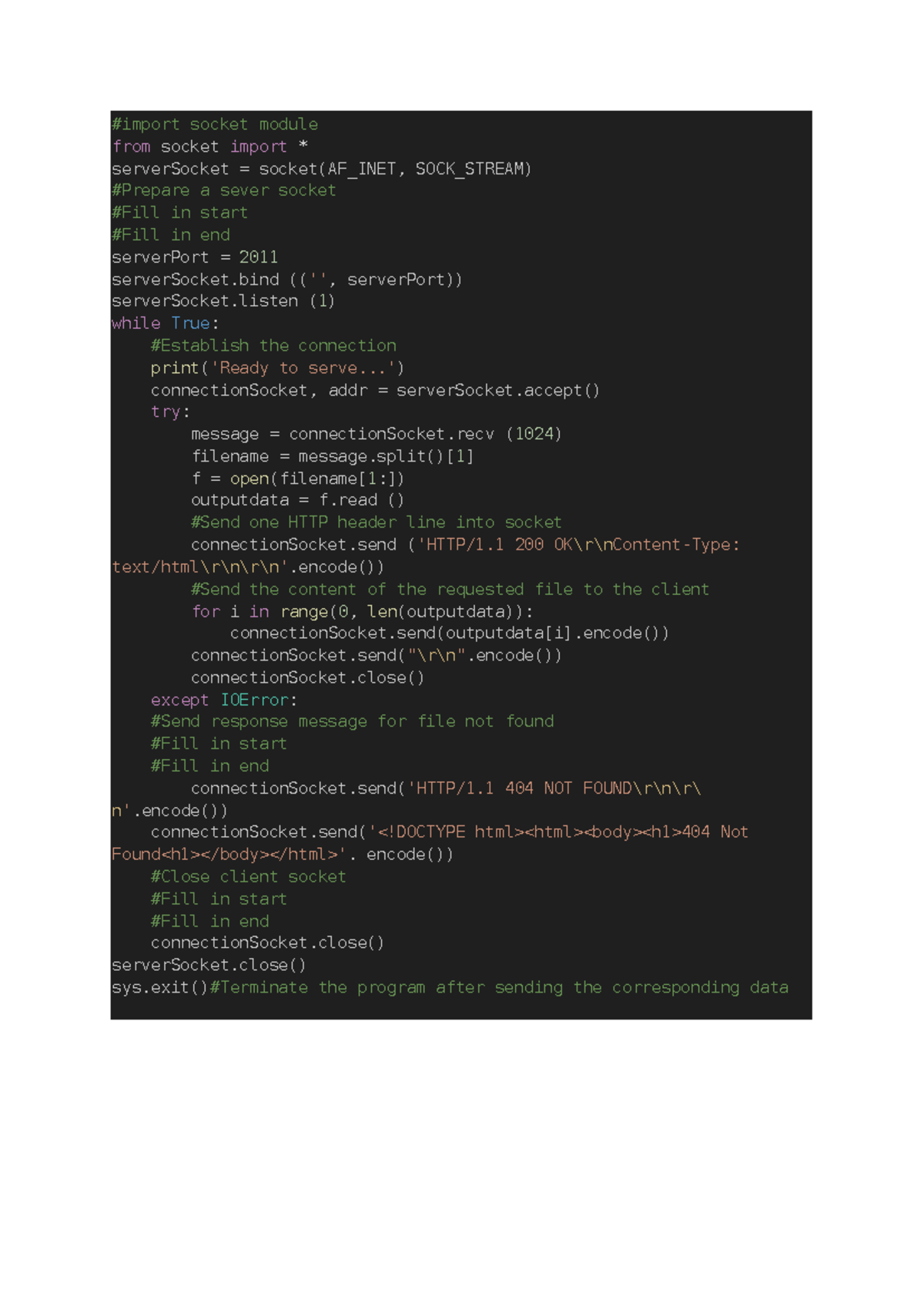 Project 1Code - preoject 1 - #import socket module from socket import * serverSocket = - Studocu