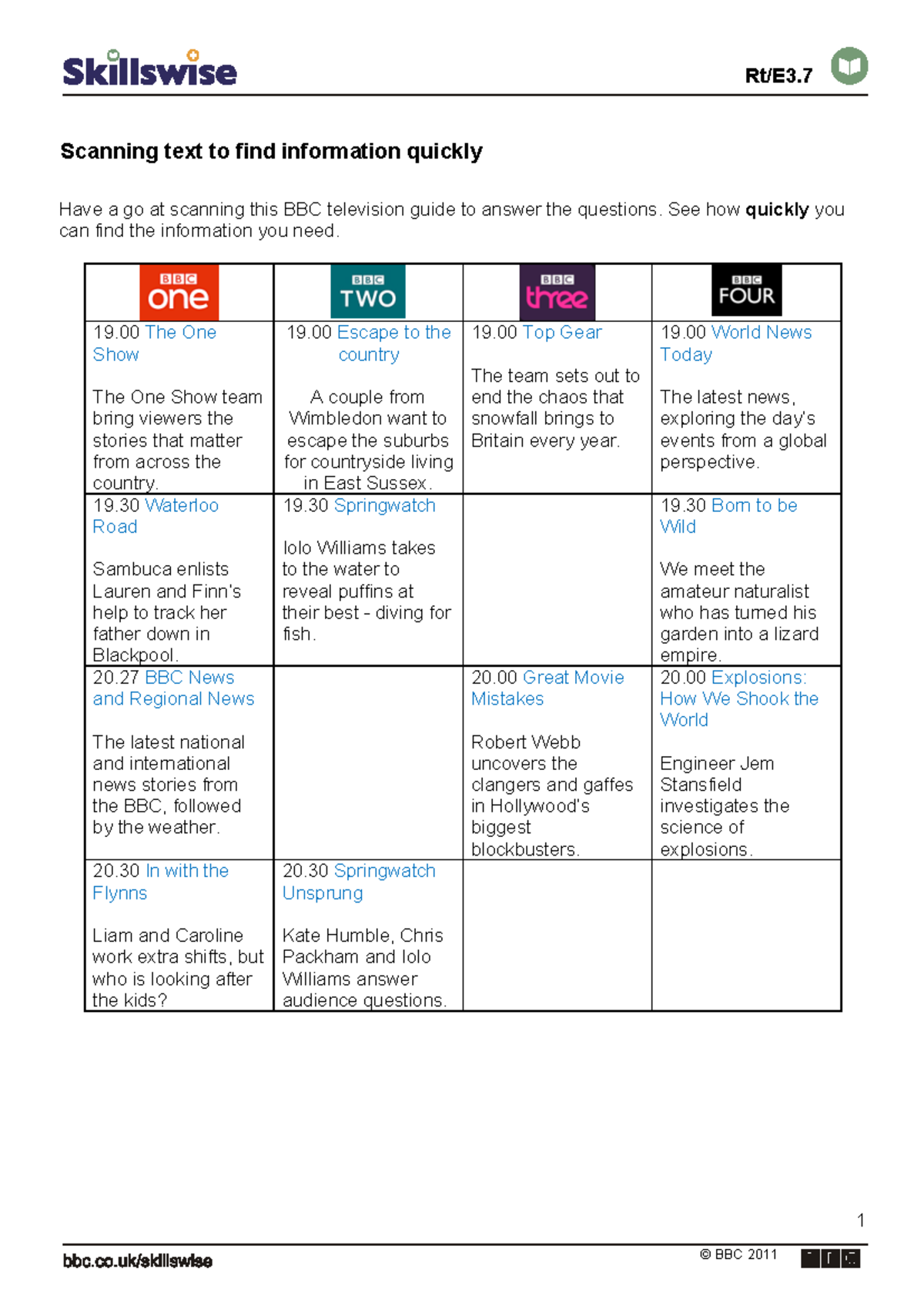 Scanning Exercise 1 - NAK PREMIUM - 1 Scanning text to find information ...