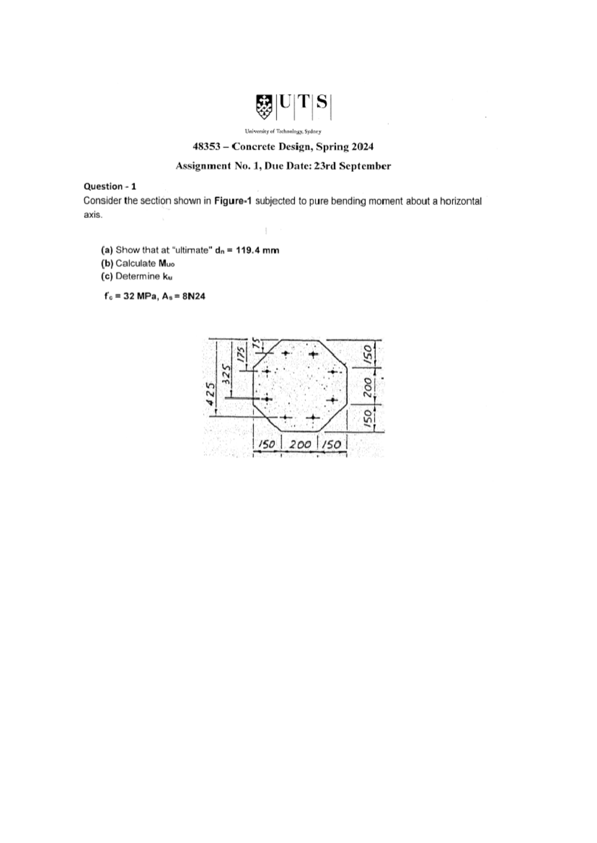 Concrete Design Assignment 1 - UTS University of Technology Sydney ...