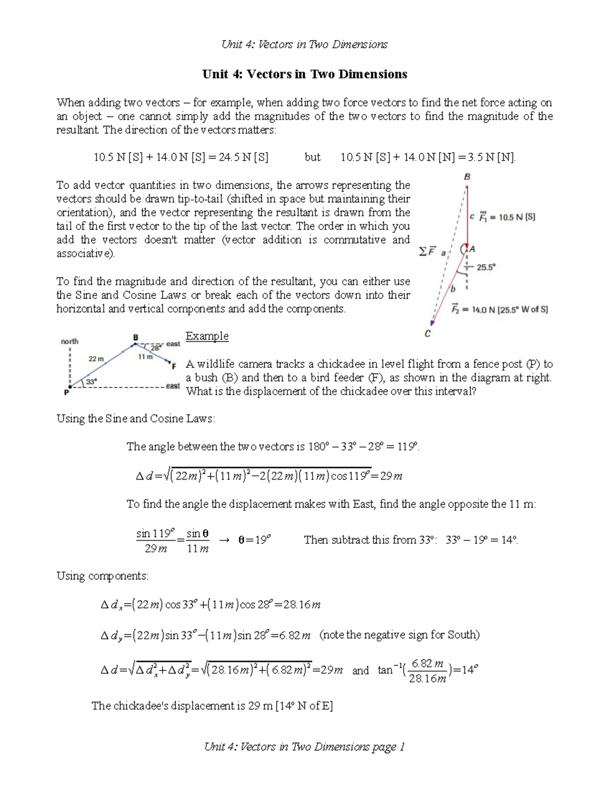 Unit 4 Vectors in Two Dimensions Guide V2 - Unit 4: Vectors in Two ...