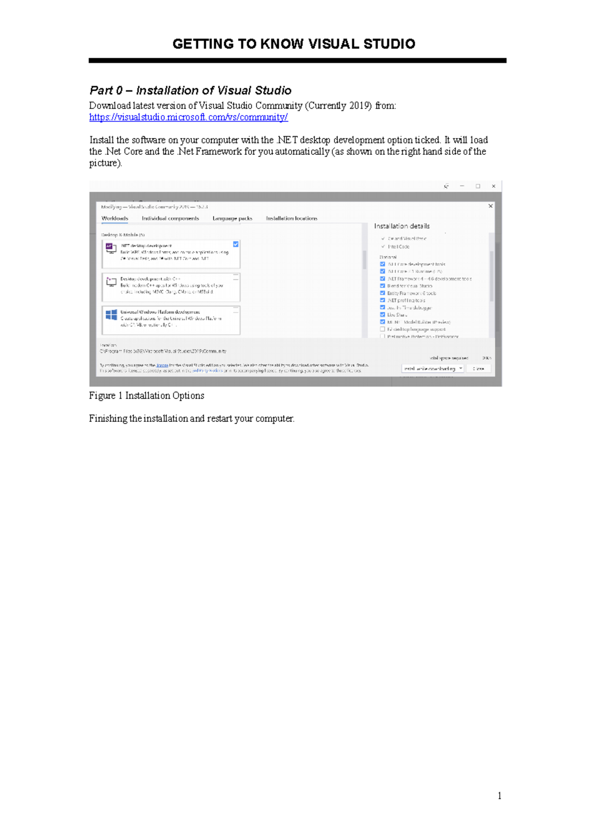 Practical 1 Getting TO KNOW Visual Studio - Part 0 – Installation of ...