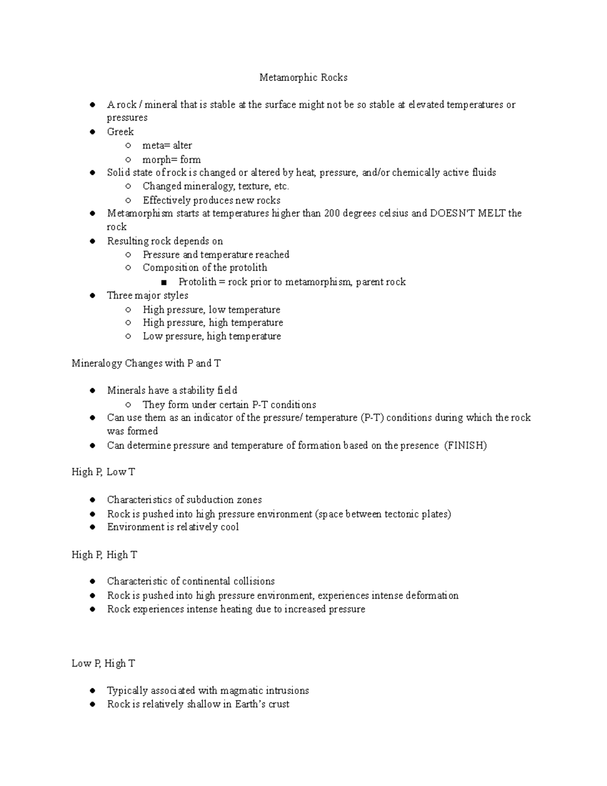 Metamorphic Rocks - Lecture notes 8 - Metamorphic Rocks A rock ...