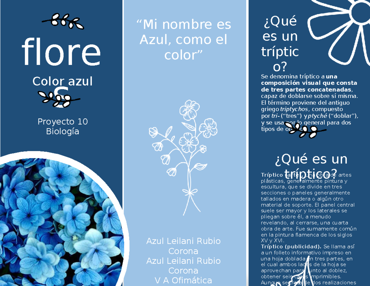 Triptico 1 - Modelos de tríptico para exposición - flore s Color azul ...