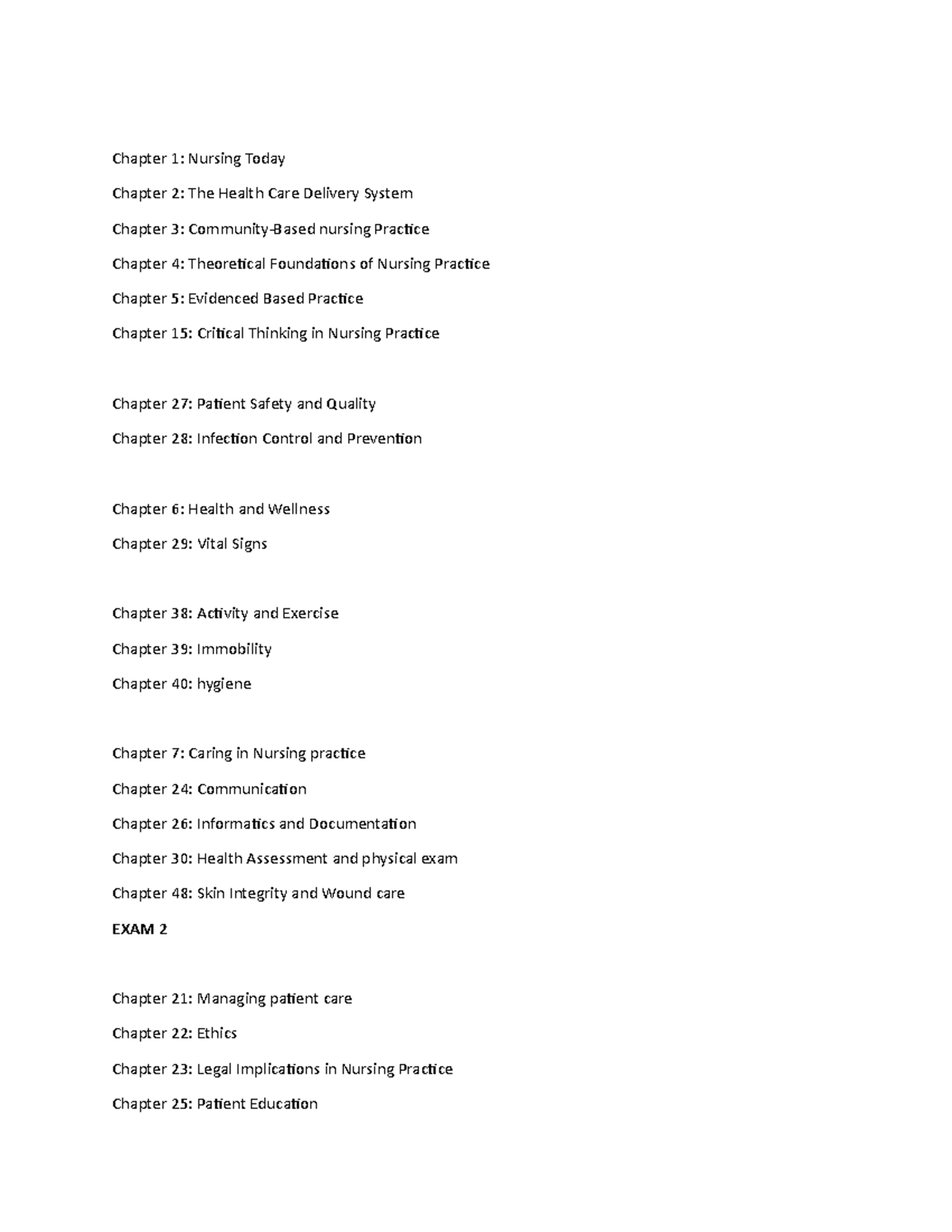 Fundamentals Content outline overview - Chapter 1: Nursing Today ...