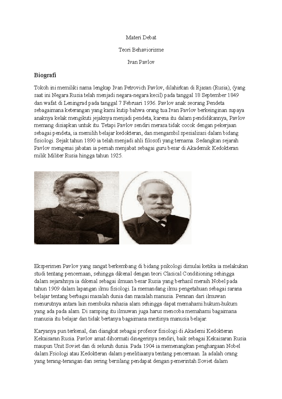 Materi Debat Teori Ivan Pavlov - Materi Debat Teori Behaviorisme Ivan ...