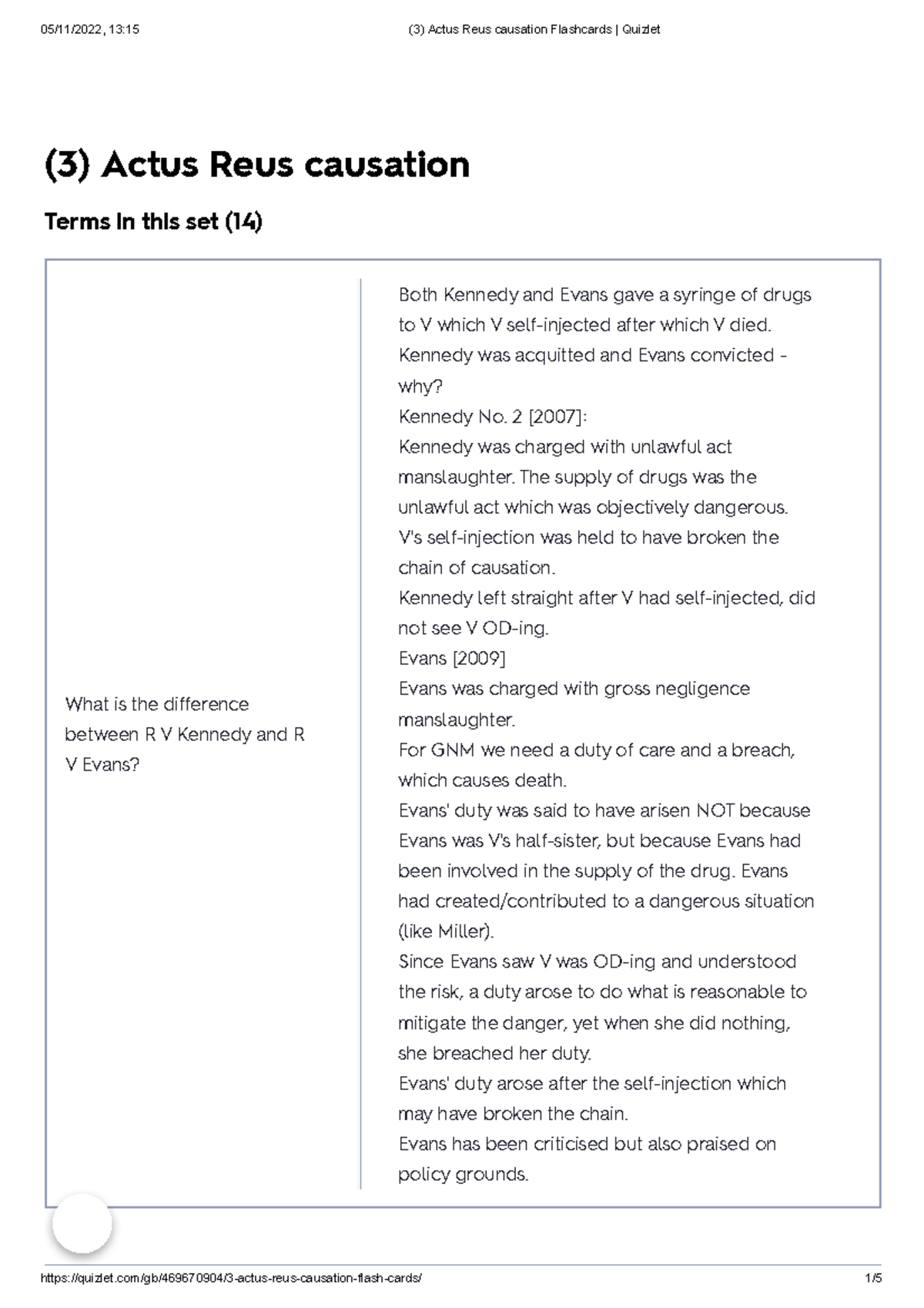 3 Actus Reus Causation Notes 3 Actus Reus Causation Terms In This Set 14 What Is The