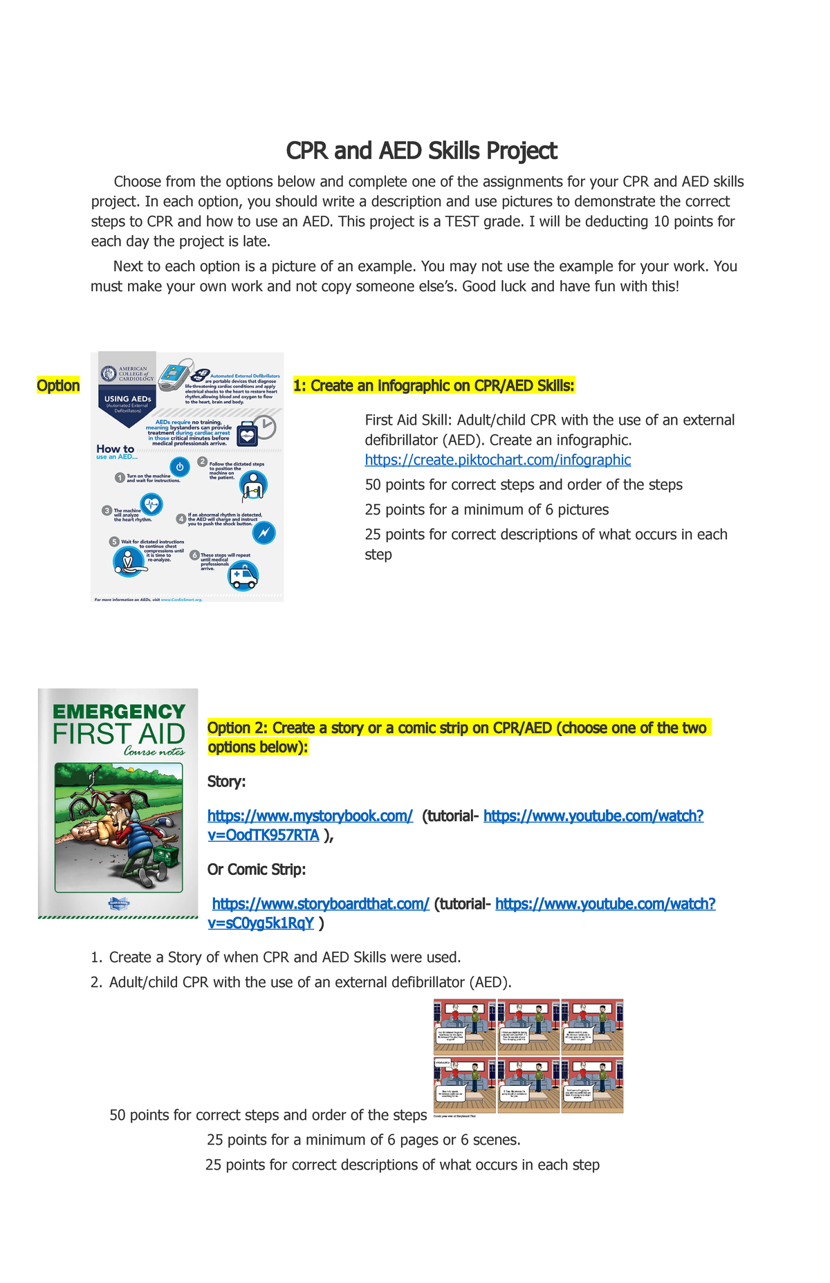 CPR and AED Skills Project Directions 2 - CPR and AED Skills Project ...