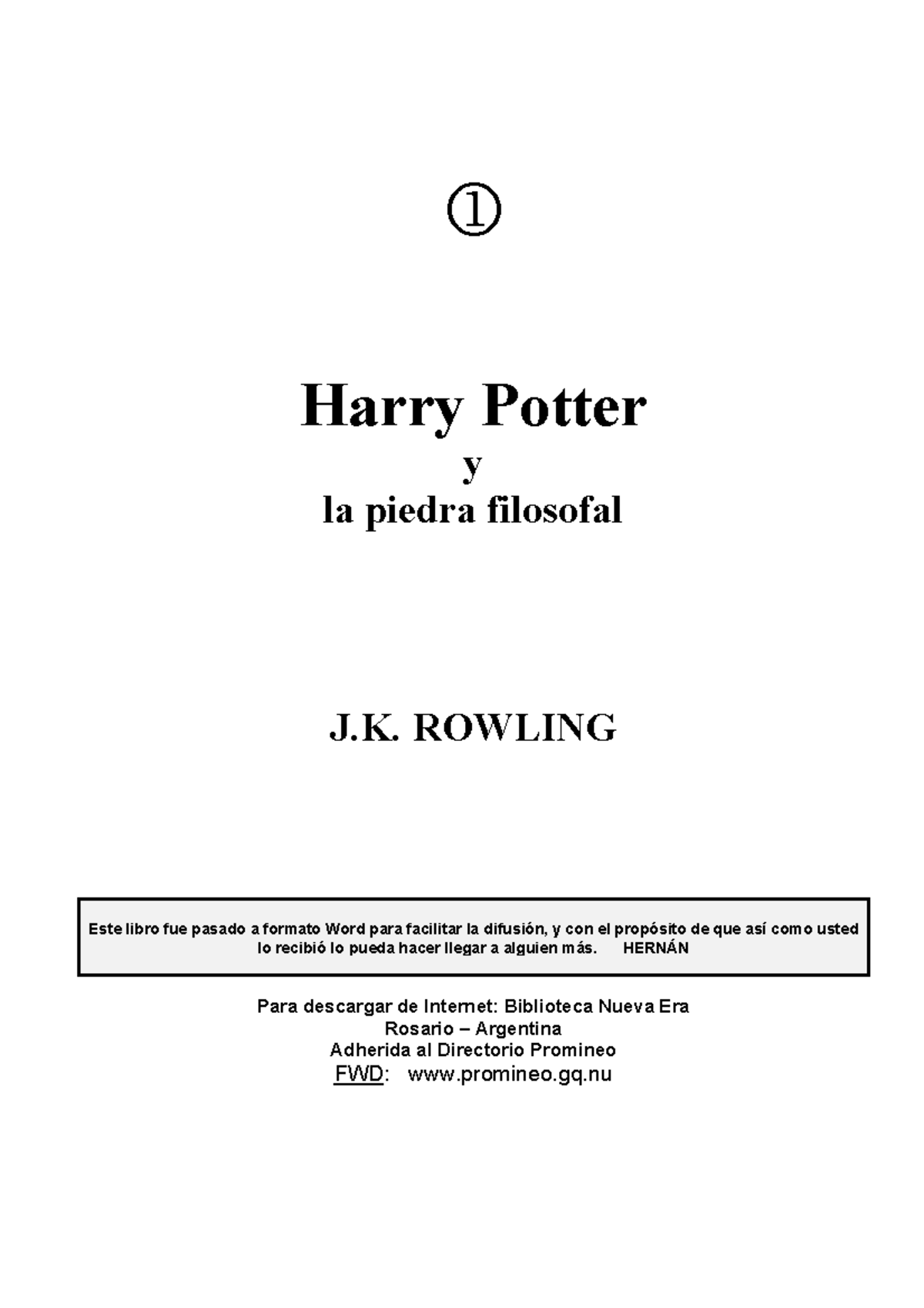 1 - Harry Potter y La Piedra Filosofal - 1 Harry Potter y la piedra ...