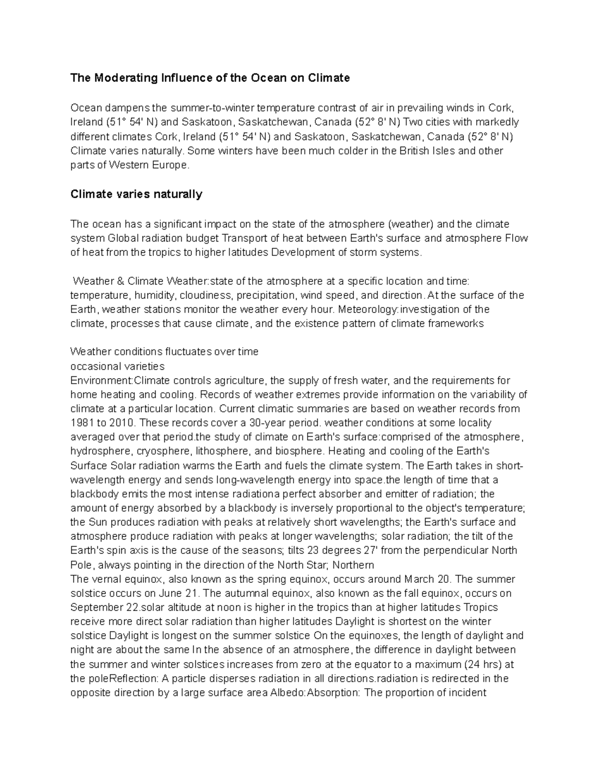 Module 4 The Atmosphere and Ocean Notes - The Moderating Influence of ...