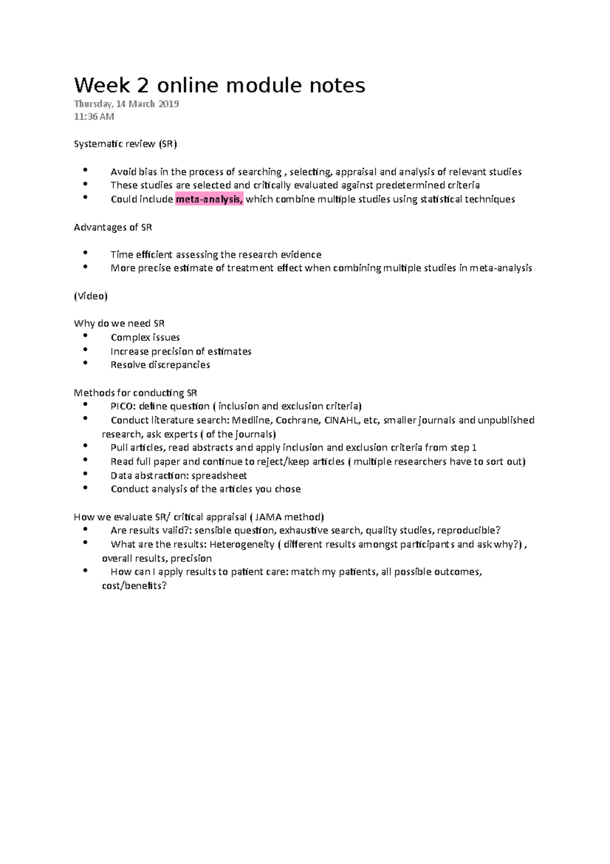 Week 2 online module notes - Week 2 online module notes Thursday, 14 ...