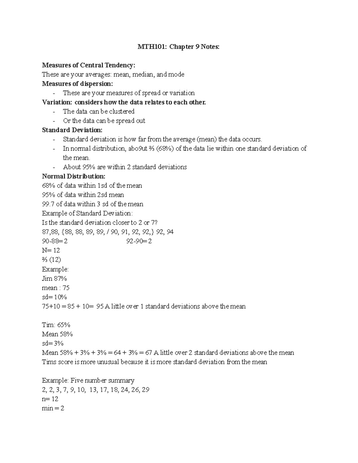Math Notes Chapter 9 - This section was about statistics. We learned ...