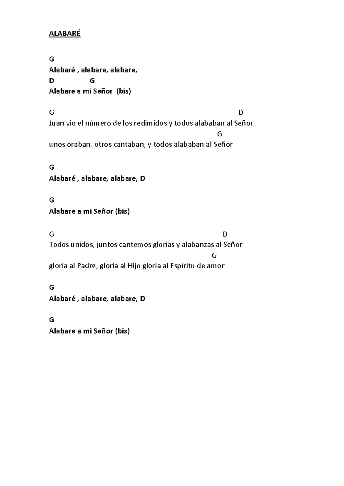 Alabaré 2 - informacion propia - ALABARÉ G Alabaré , alabare, alabare ...