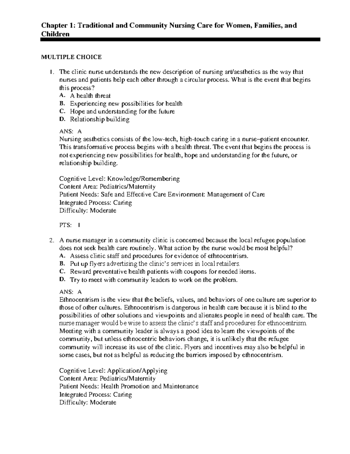 Ch01 - practice questions - Chapter 1: Traditional and Community ...