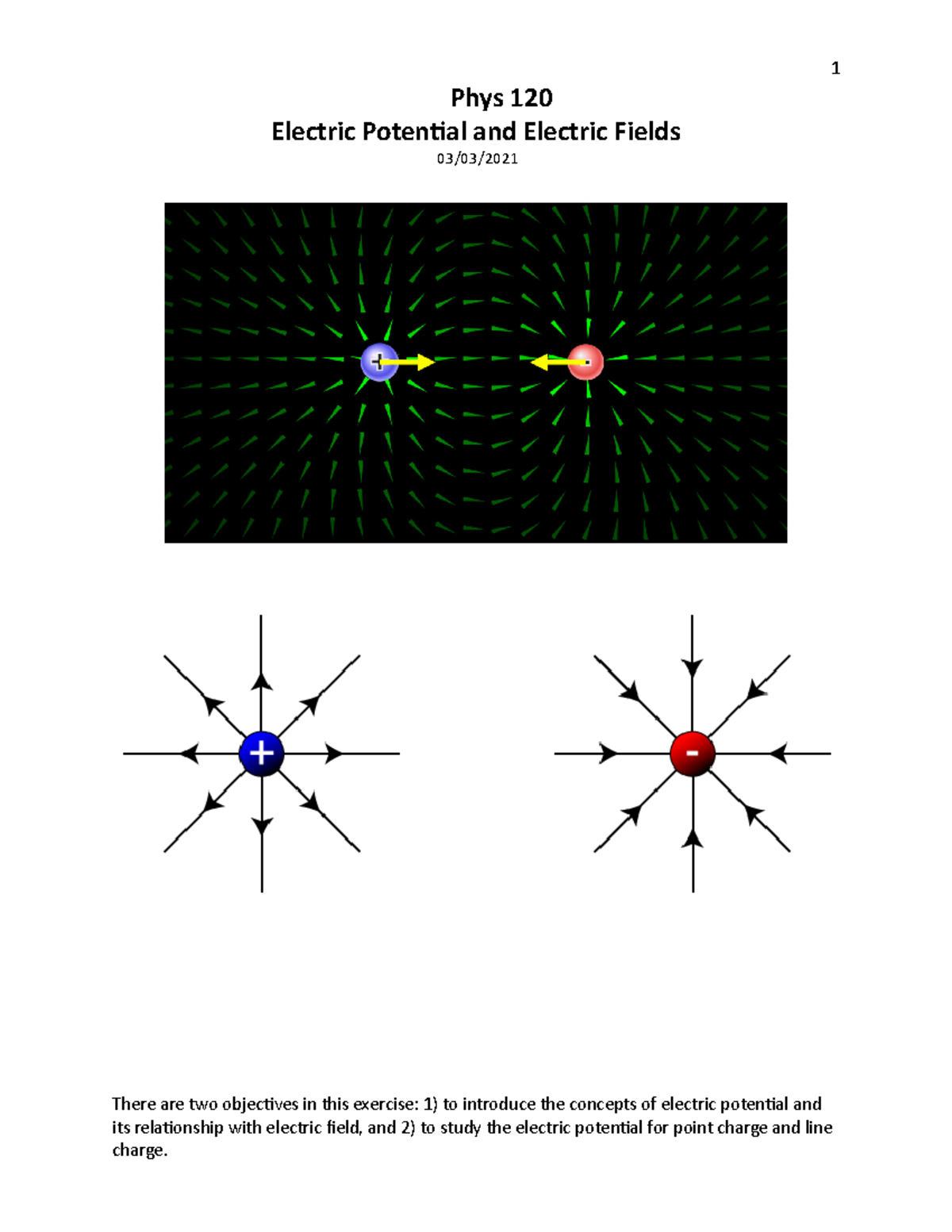 Phys lab 2 - Lab report - Phys 120 Electric Potential and Electric ...