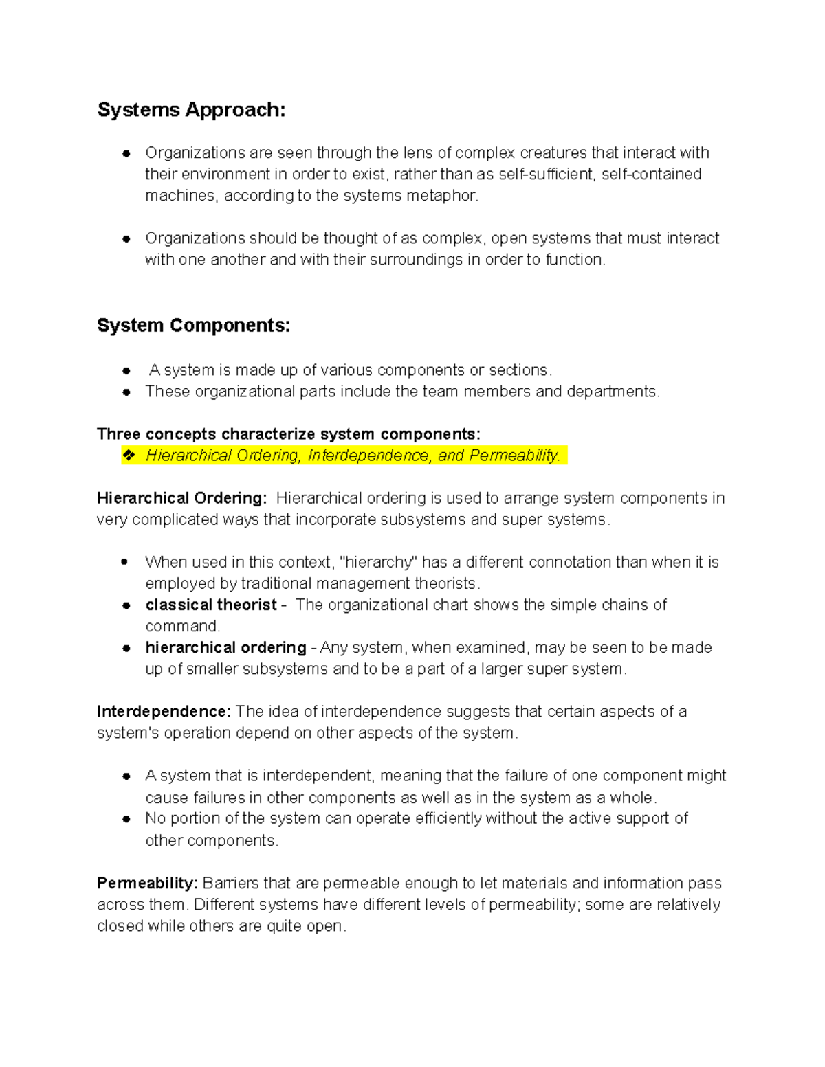 MGT Notes - This is a summary of the Systems Approach written by ...