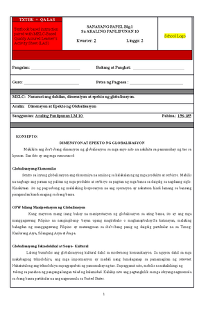 English 7-Q2-LAS-MELC3 - TXTBK + SLMs + QUALAS LEARNING ACTIVITY SHEET No. 3 in English 7 ...