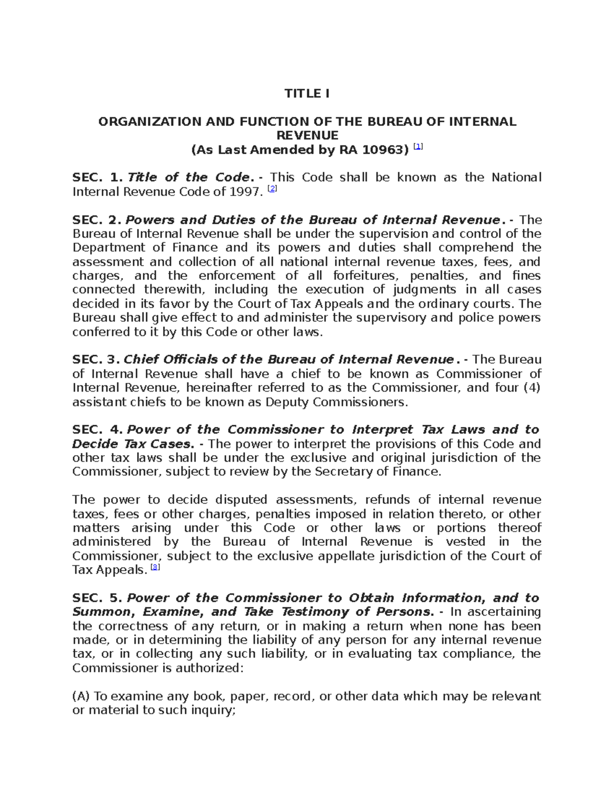 BIR-Tax-Code - Everything about tax - TITLE I ORGANIZATION AND FUNCTION ...
