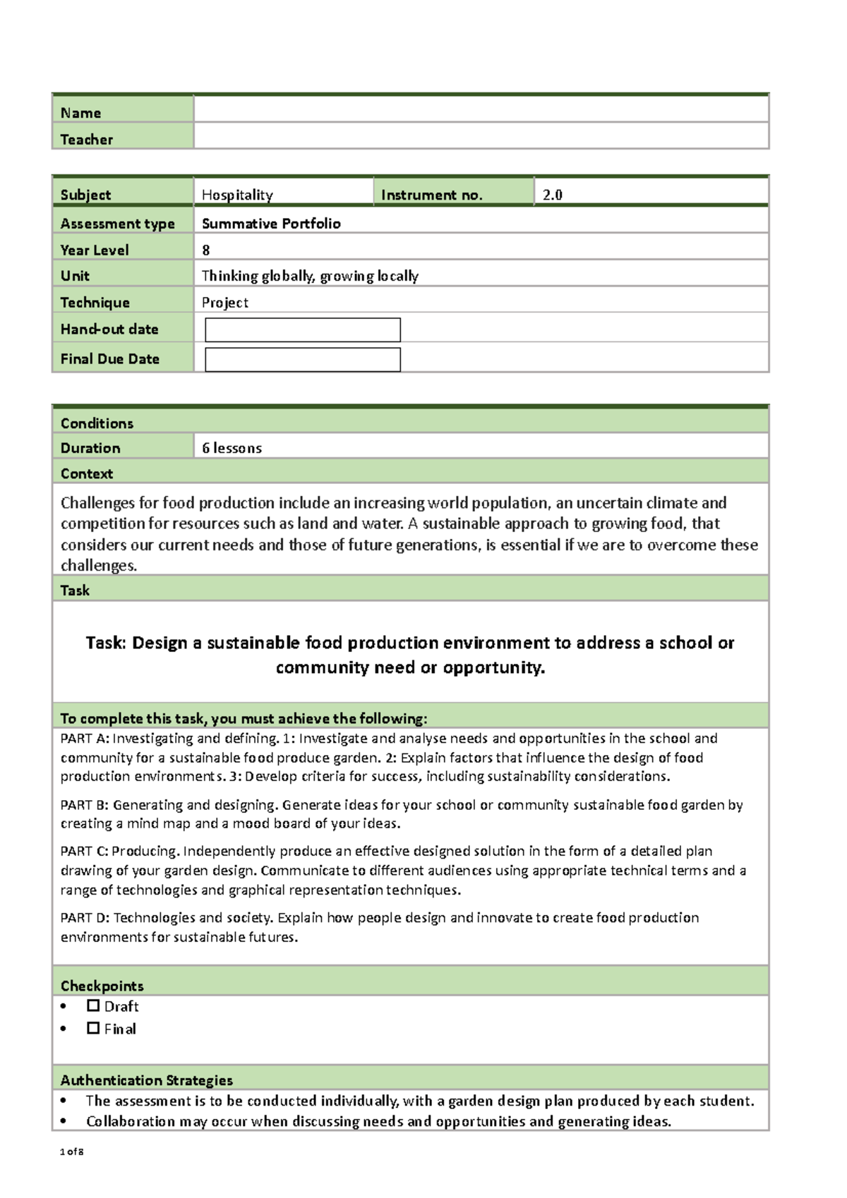 1Modelled Response UNIT 1 Summative Assessment Thinking globally ...