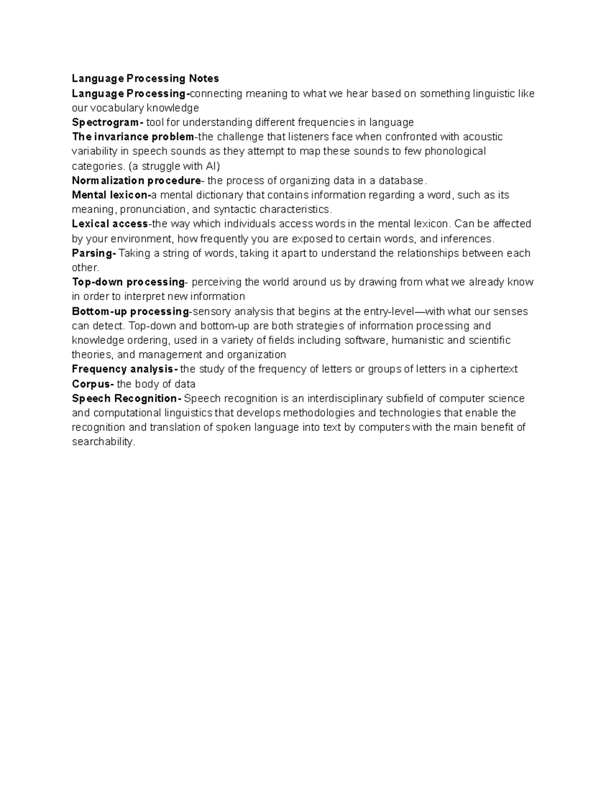 Language Processing - (a struggle with AI) Normalization procedure- the ...