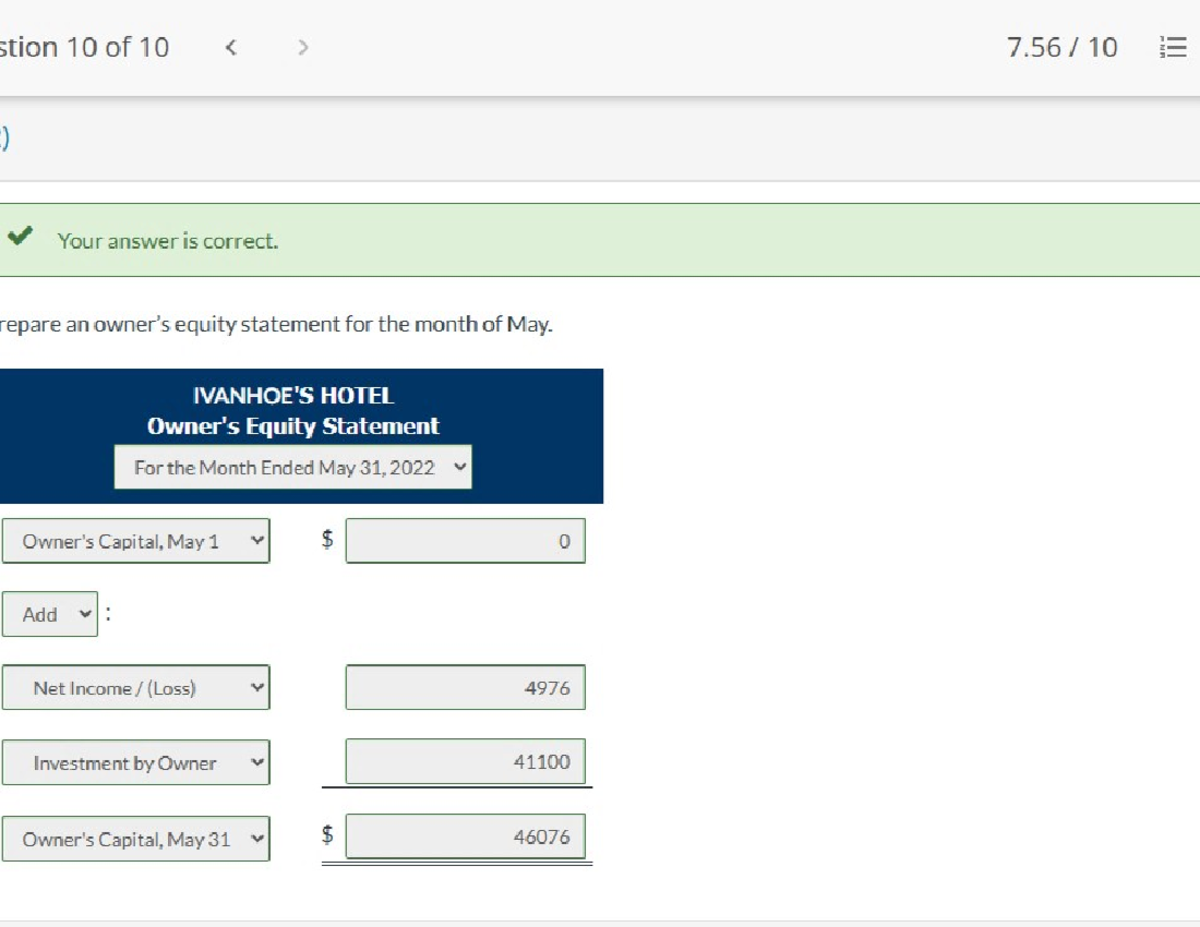 AC111 Unit 4 Lab Quiz Q10 part 12 - AC114 - stion 10 of 10 ) Your ...