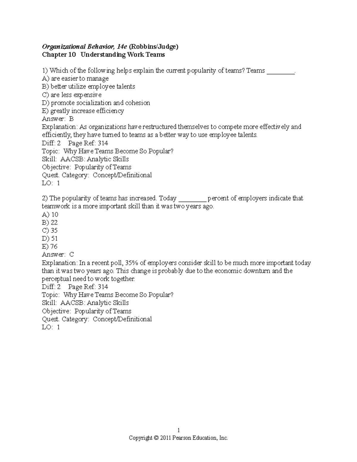 Sample/practice exam 2020, questions and answers - Organizational ...