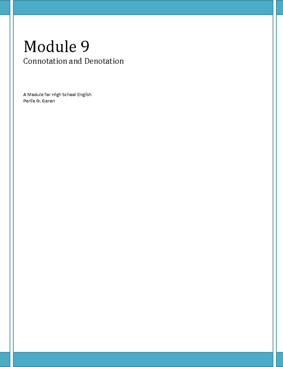 Module 9 Denotation and Connotation - Module 9 Connotation and ...