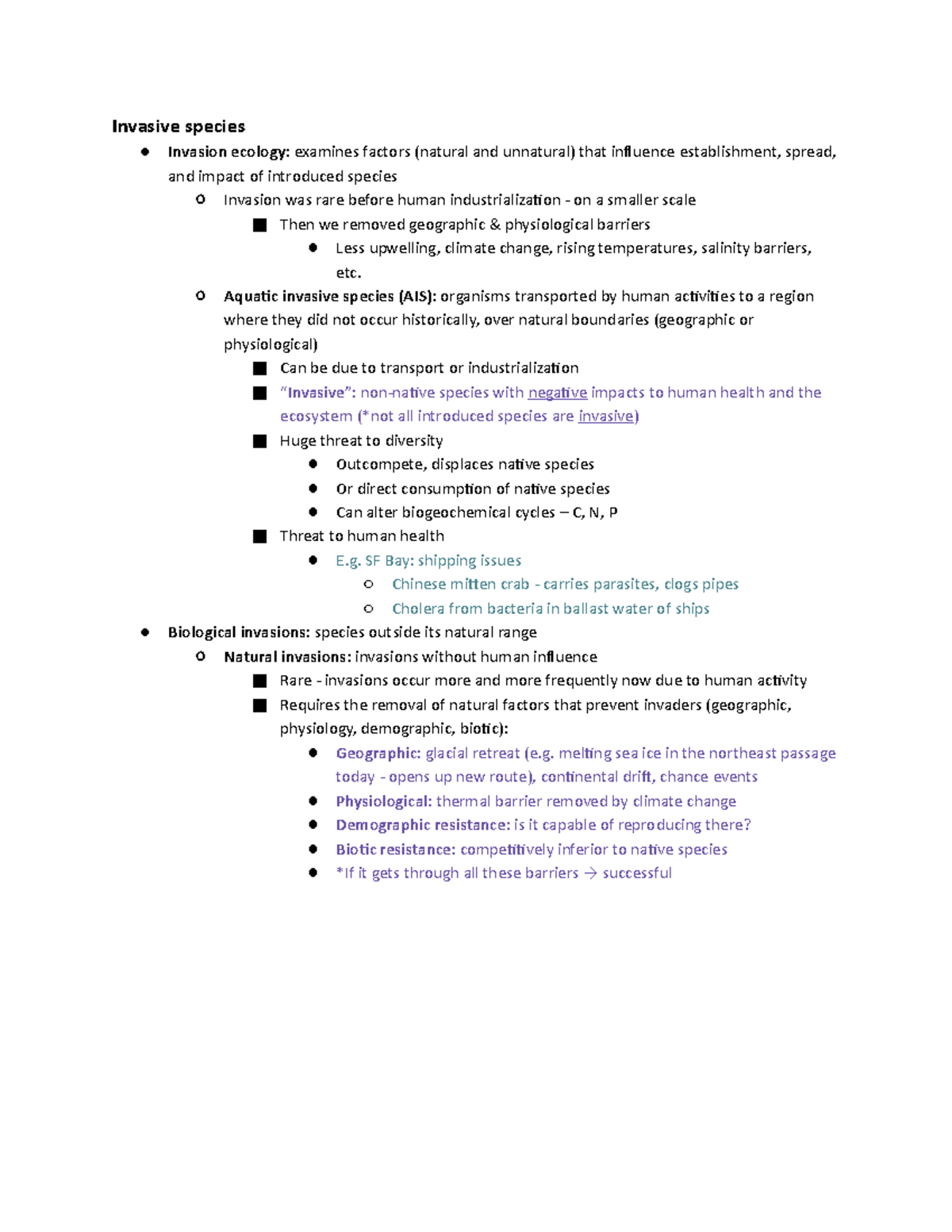 Coastal Impacts Final Study Guide - Invasive species Invasion ecology ...