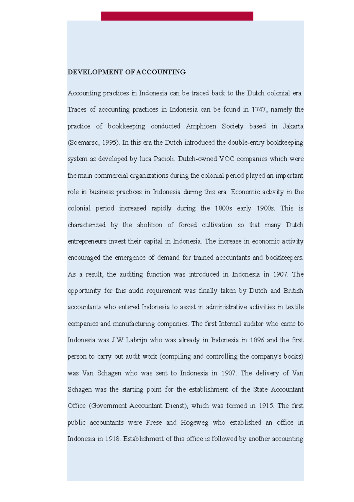 Notes Accounting - Development OF Accounting - DEVELOPMENT OF ...