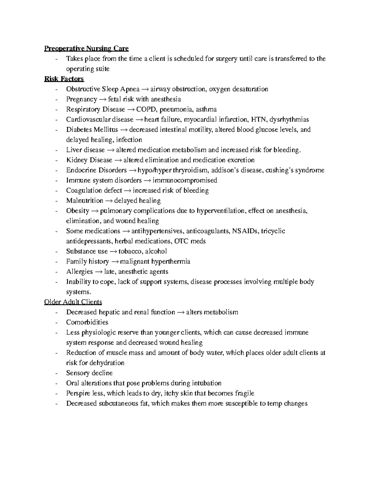 Preoperative Nursing - Professor F and Lewis Notes - Preoperative ...
