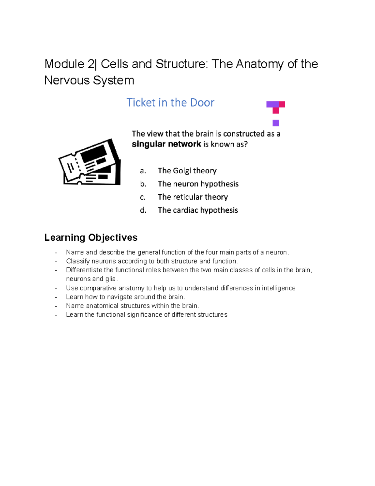 PSY290 Module 2 and 3 Lecture Notes - Module 2| Cells and Structure ...