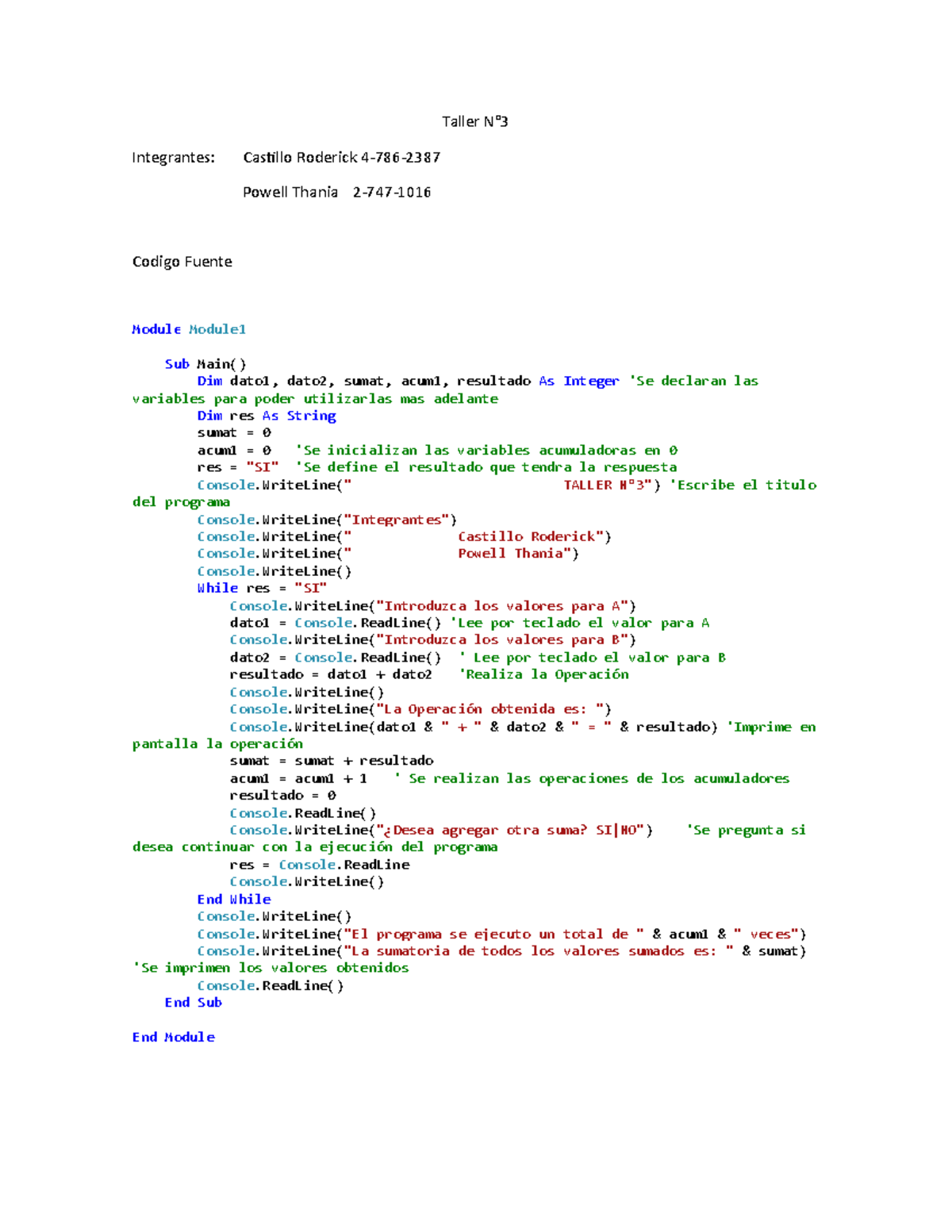 Taller N 3 - Apuntes 4 - Taller N° Integrantes: Castillo Roderick 4-786 ...